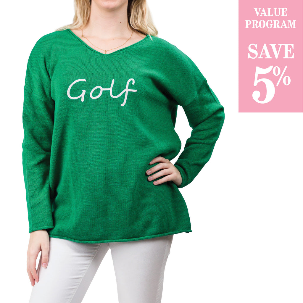 Green with White Golf Elsie Sweater Program | Top It Off Accessories ...